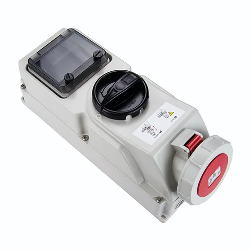 Base mural enclavamiento rail DIN 16A 3P+N+T 220/400VCA 6h Rojo IP66 ...